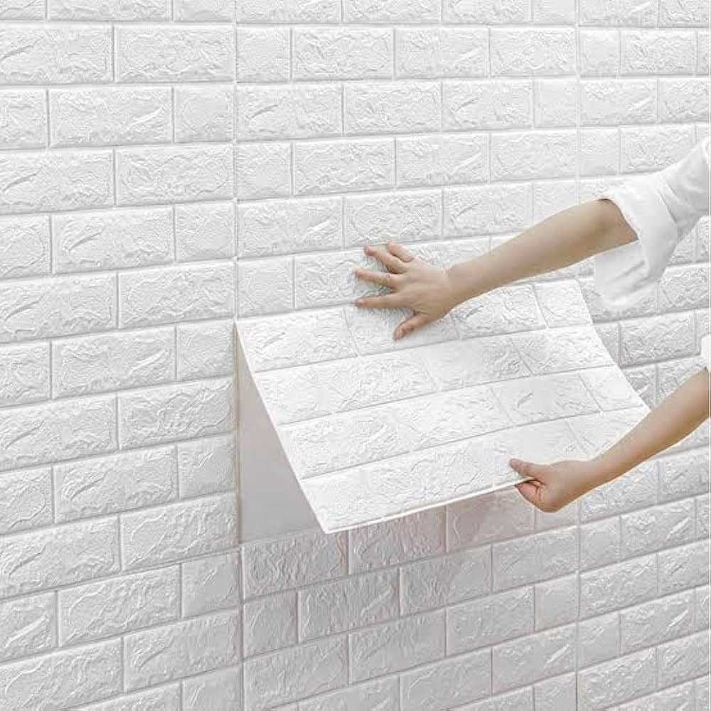 3D Wall Sticker White Brick Sheet | Waterproof Self Adhesive Home Deco ...